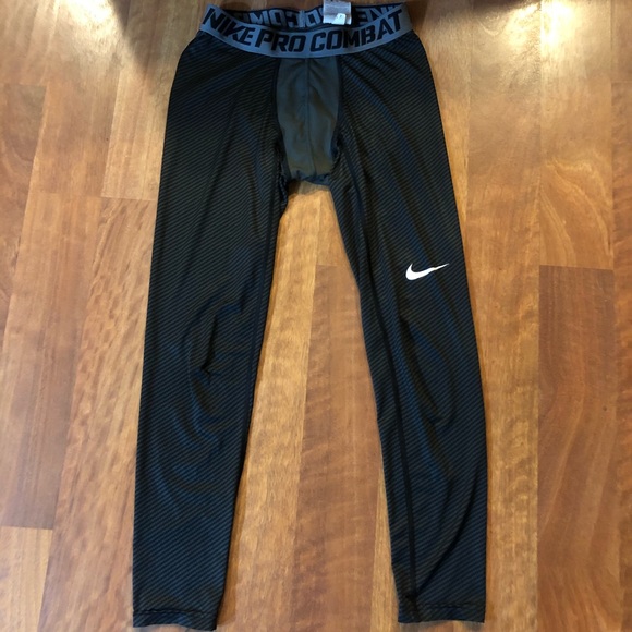 Nike | Bottoms | Nike Pro Combat Grey And Black Compression Tights ...